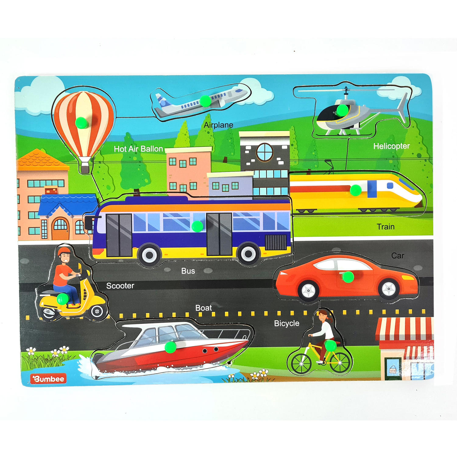 Buy Wooden Transport Vehicles Board Puzzle Toy | Bumbee Toys